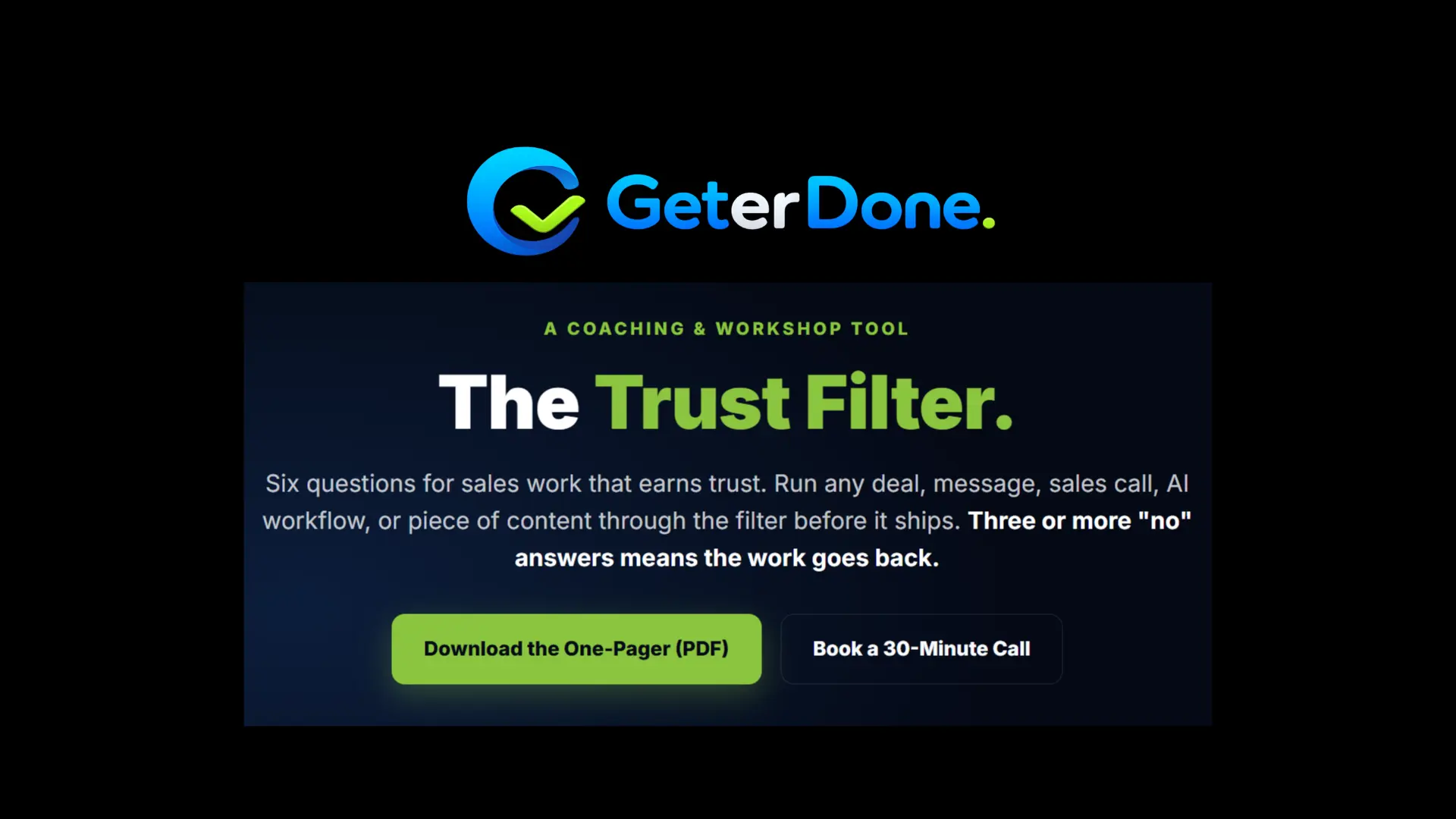 The Trust Filter: Six Questions for Sales Work That Earns Trust | Get ...